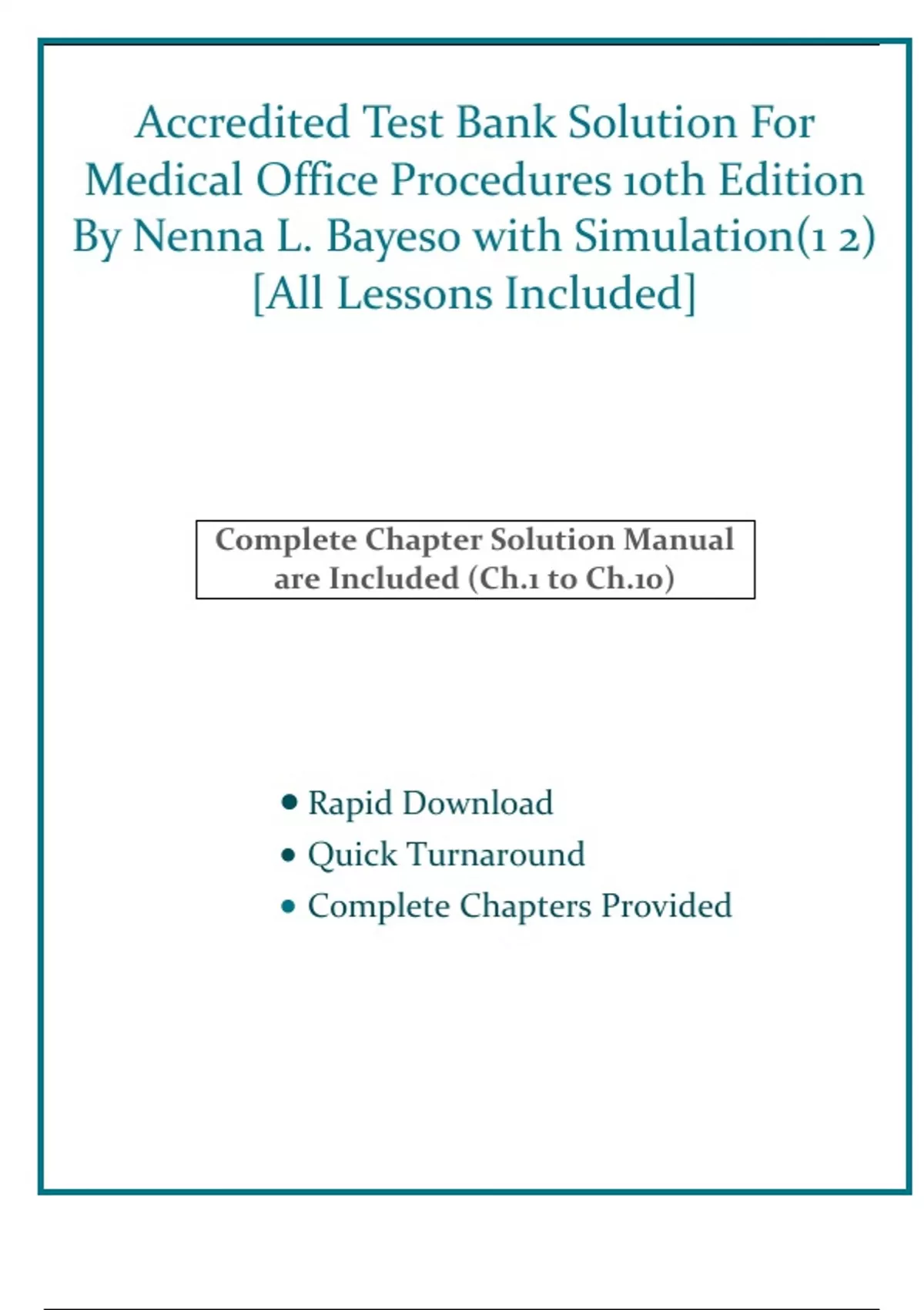 Accredited Test Bank Solution For Medical Office Procedures 10th ...
