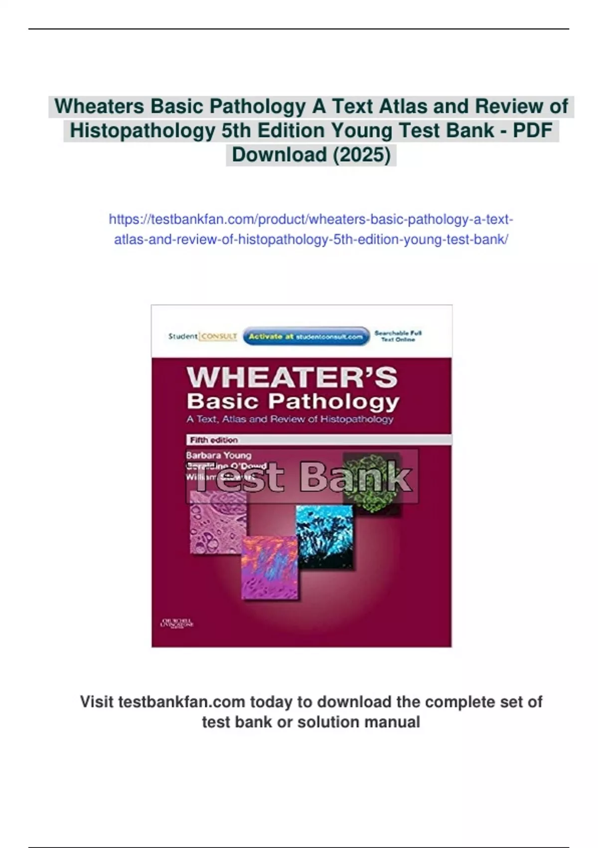 Summary Wheaters Basic Pathology A Text Atlas and Review of ...