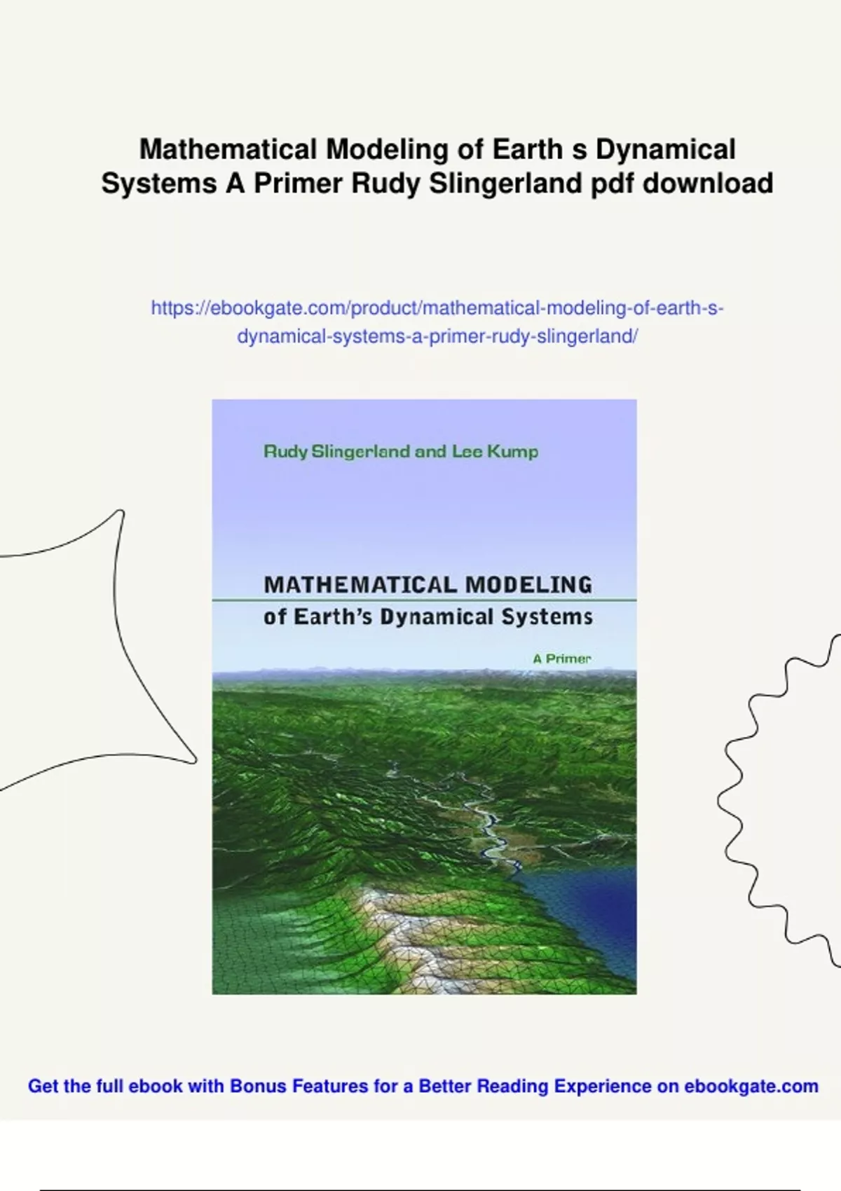 Summary Mathematical Modeling of Earth s Dynamical Systems A Primer ...