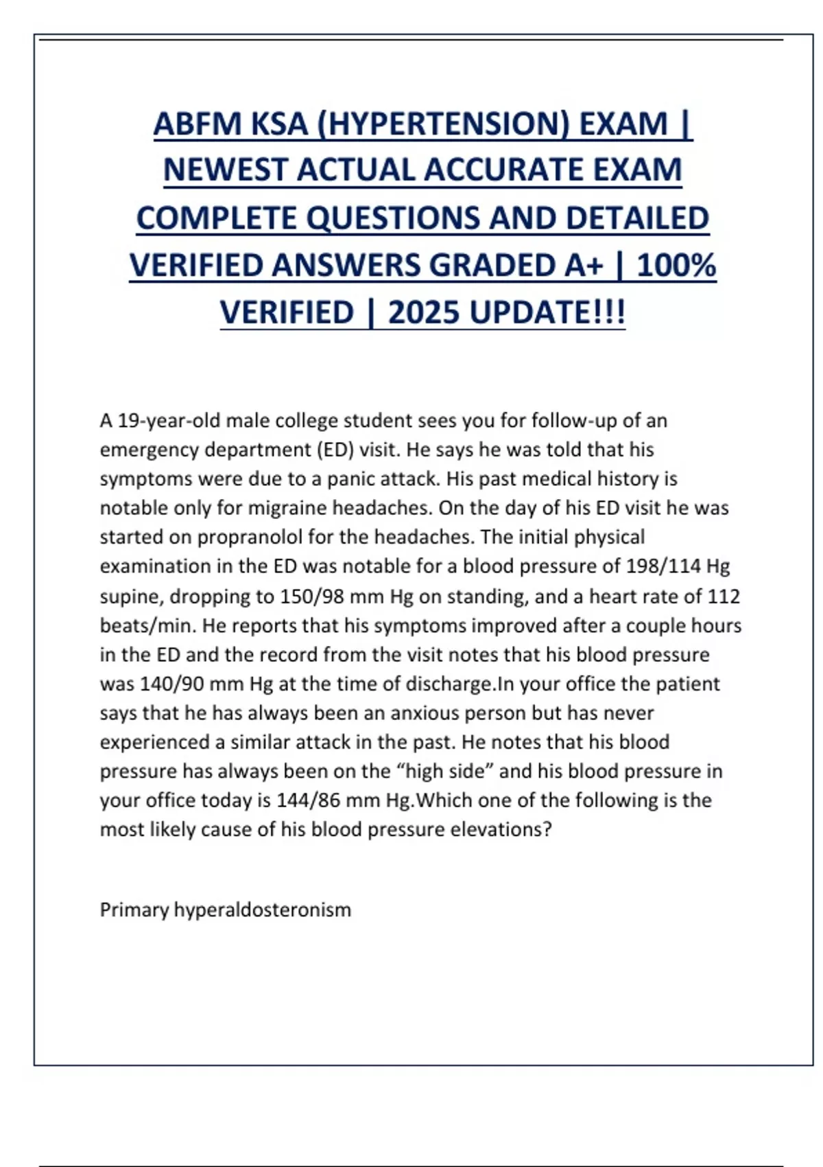 ABFM KSA – Hypertension (2025 Update) | Complete Exam Questions with ...