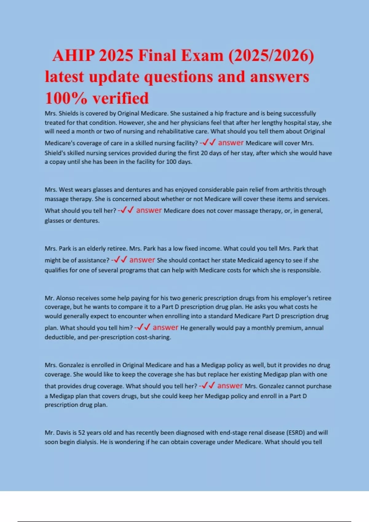 AHIP 2025 Final Exam (2025/2026) latest update questions and answers ...