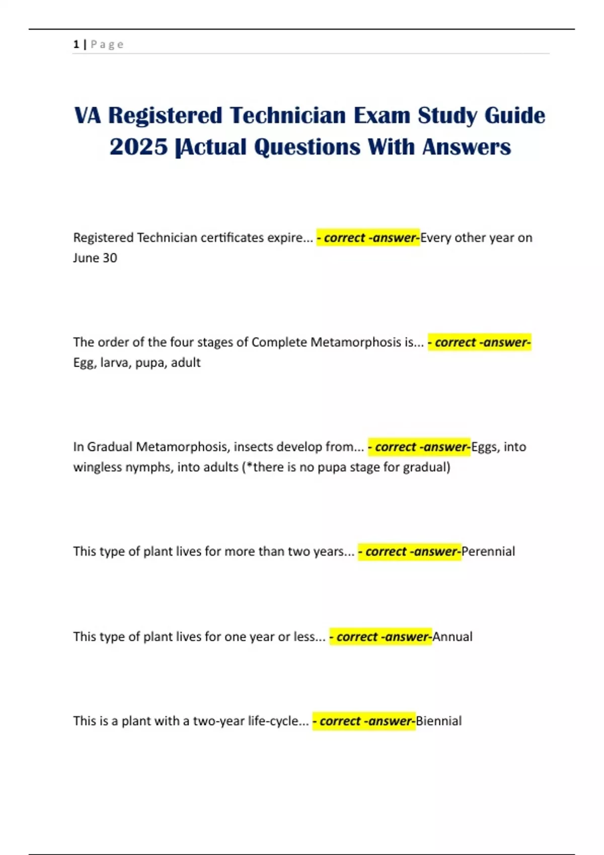 VA Registered Technician Exam Study Guide 2025 |Actual Questions With ...