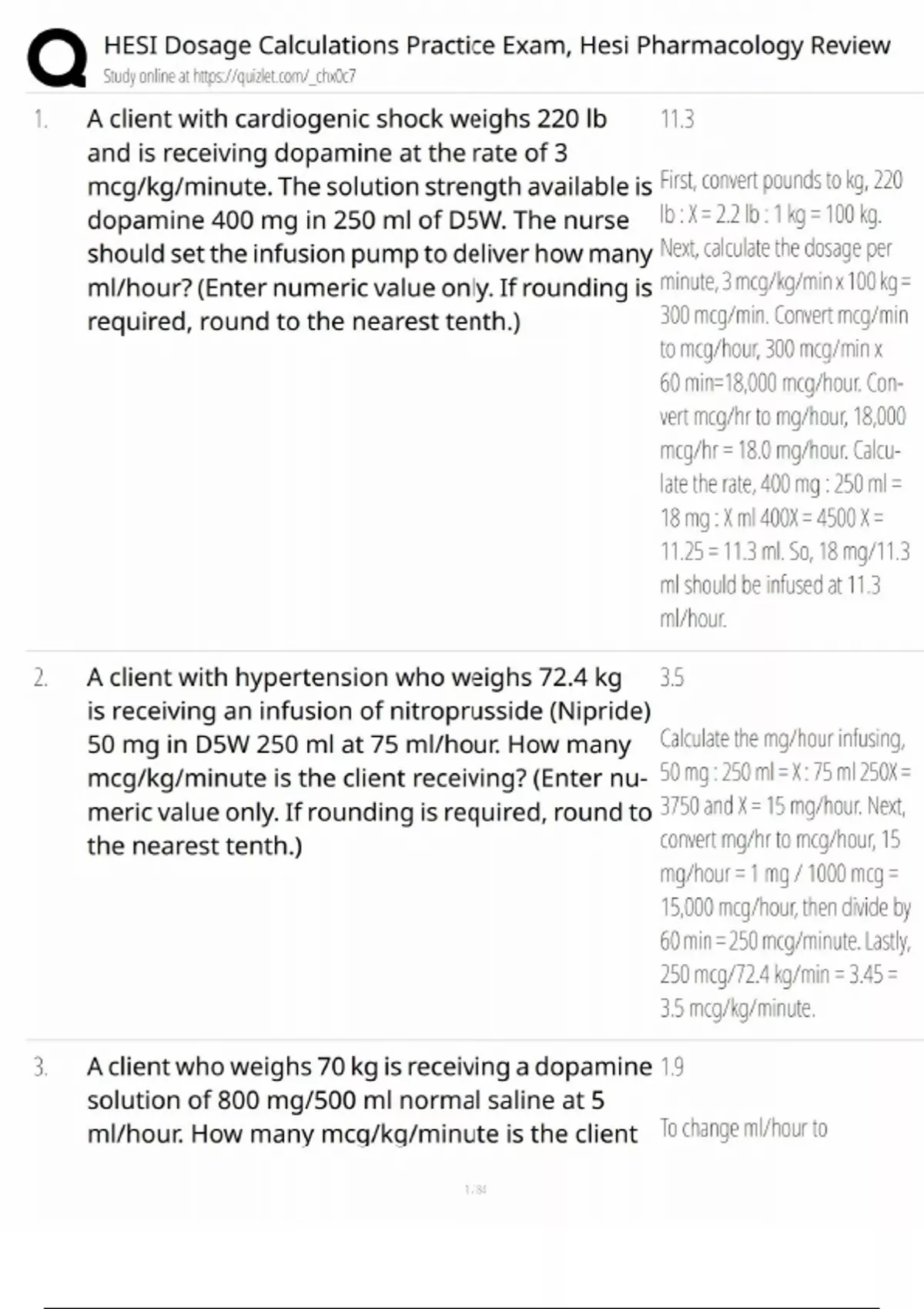 HESI Dosage Calculations / HESI Pharmacology Review / Score 100% ...
