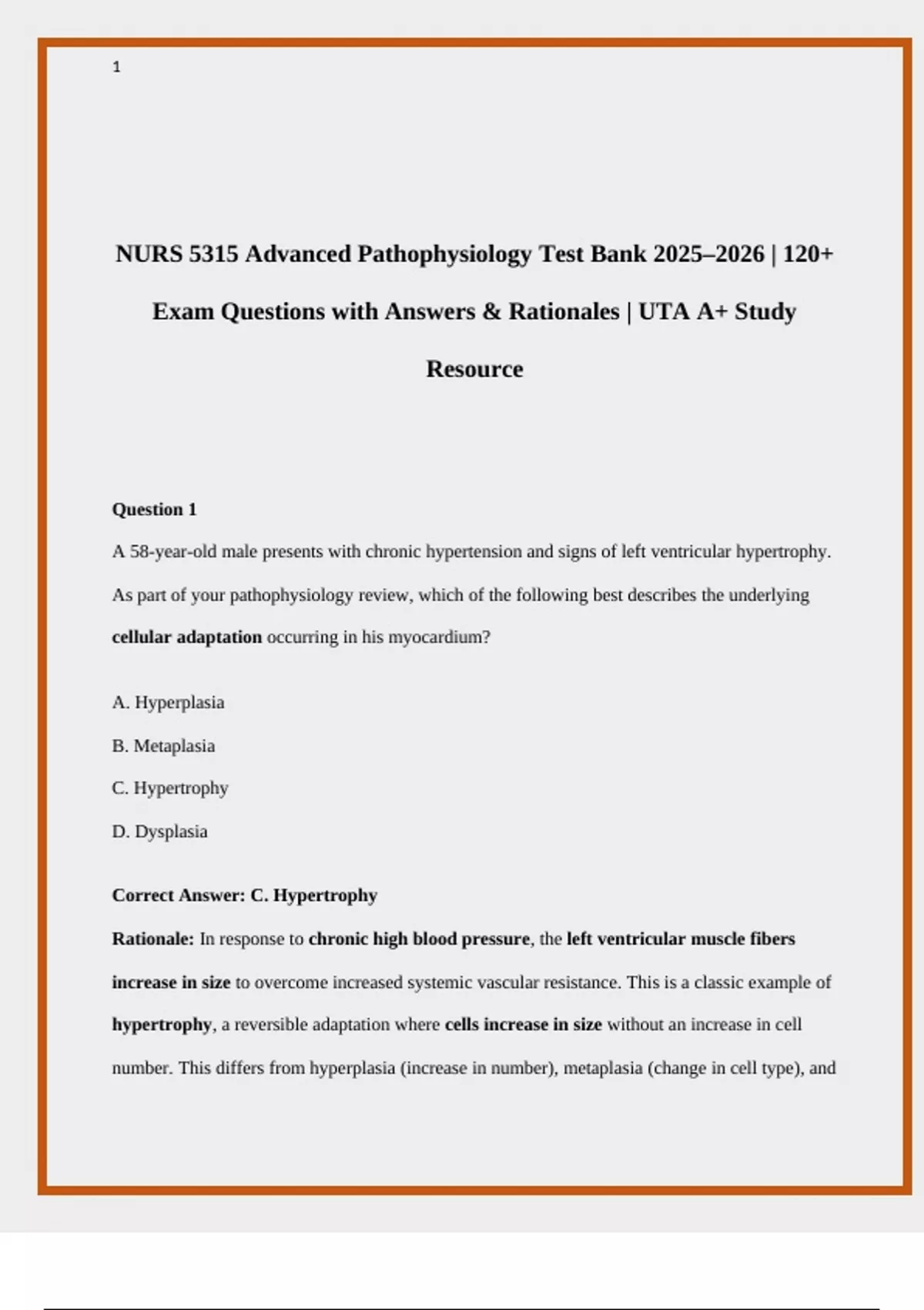 NURS 5315 Advanced Pathophysiology Test Bank 2025–2026 | NCLEX-Style ...