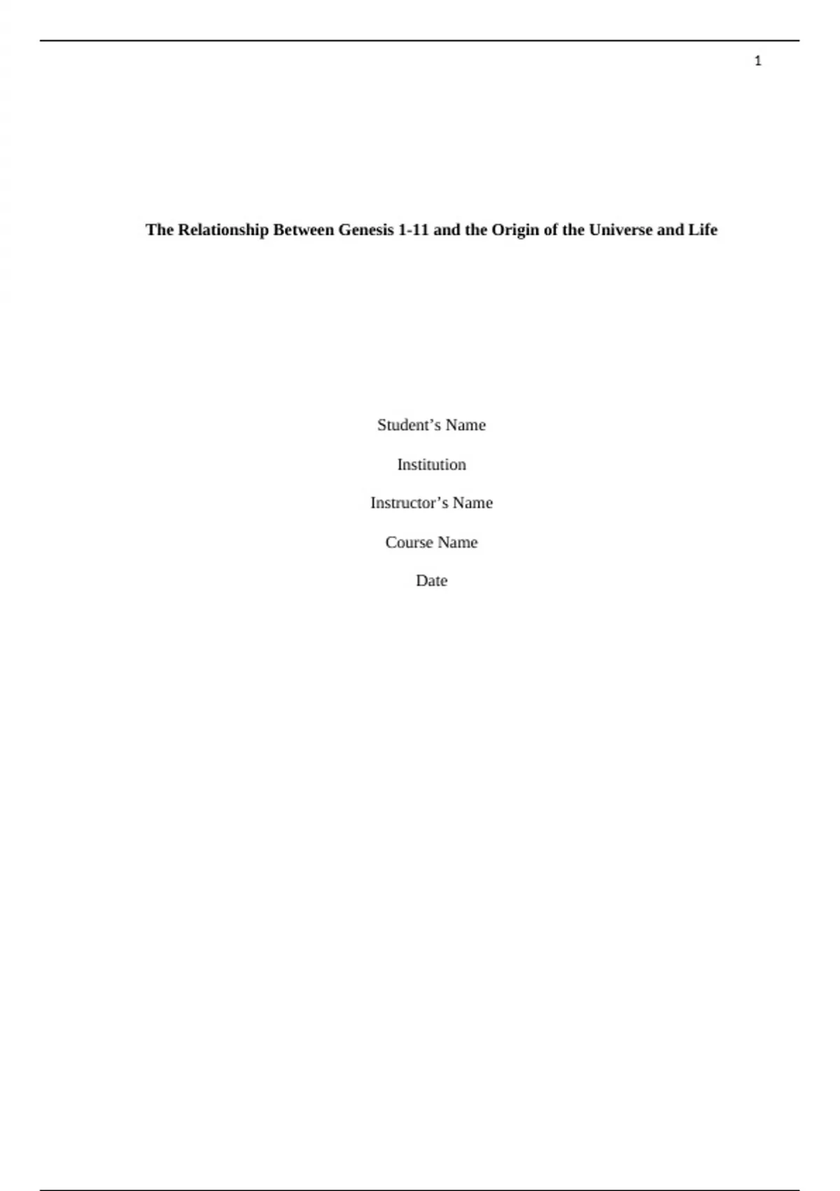 The Relationship Between Genesis 1-11 and the Origin of the Universe ...