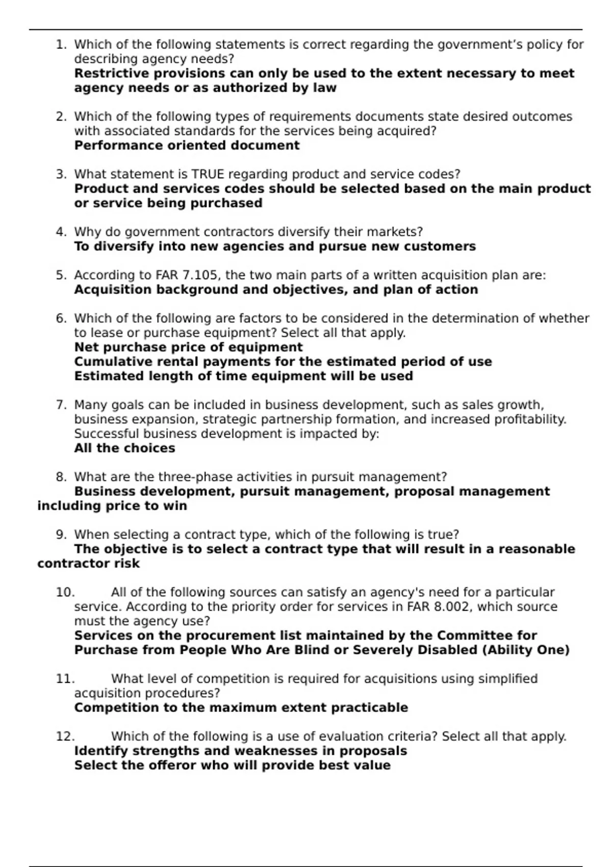 Contract Management (CON 1200) – Final Exam Practice Questions with ...