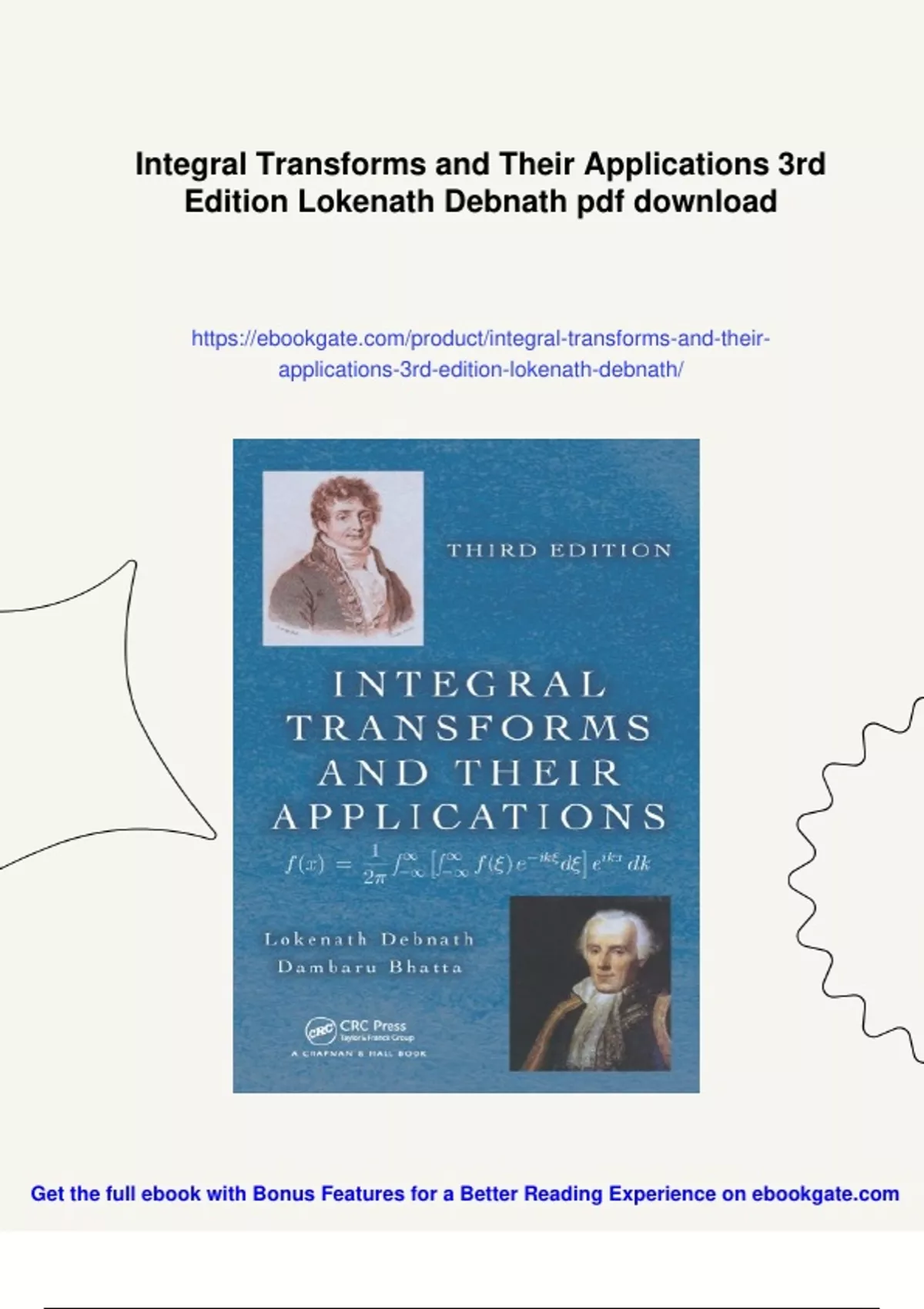 Summary Integral Transforms and Their Applications 3rd Edition Lokenath ...