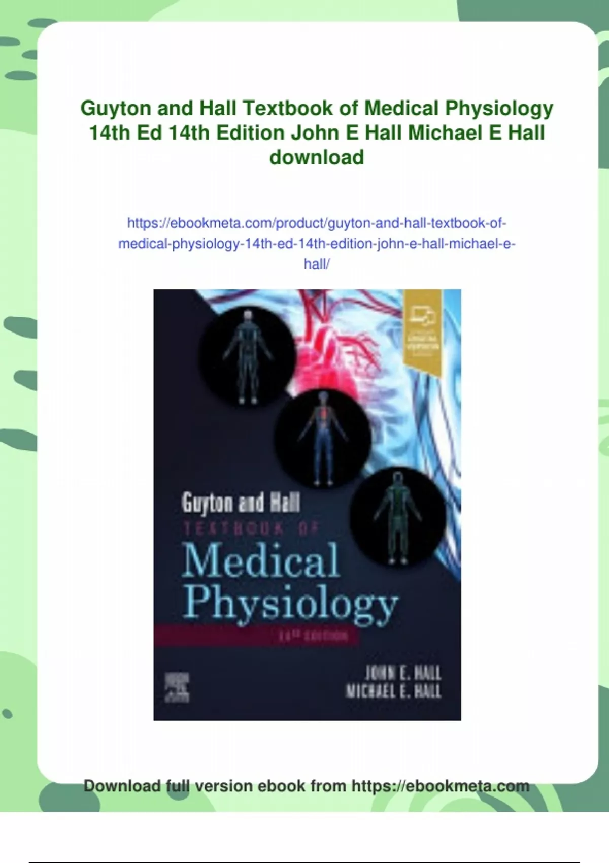 Summary Guyton and Hall Textbook of Medical Physiology 14th Ed 14th ...