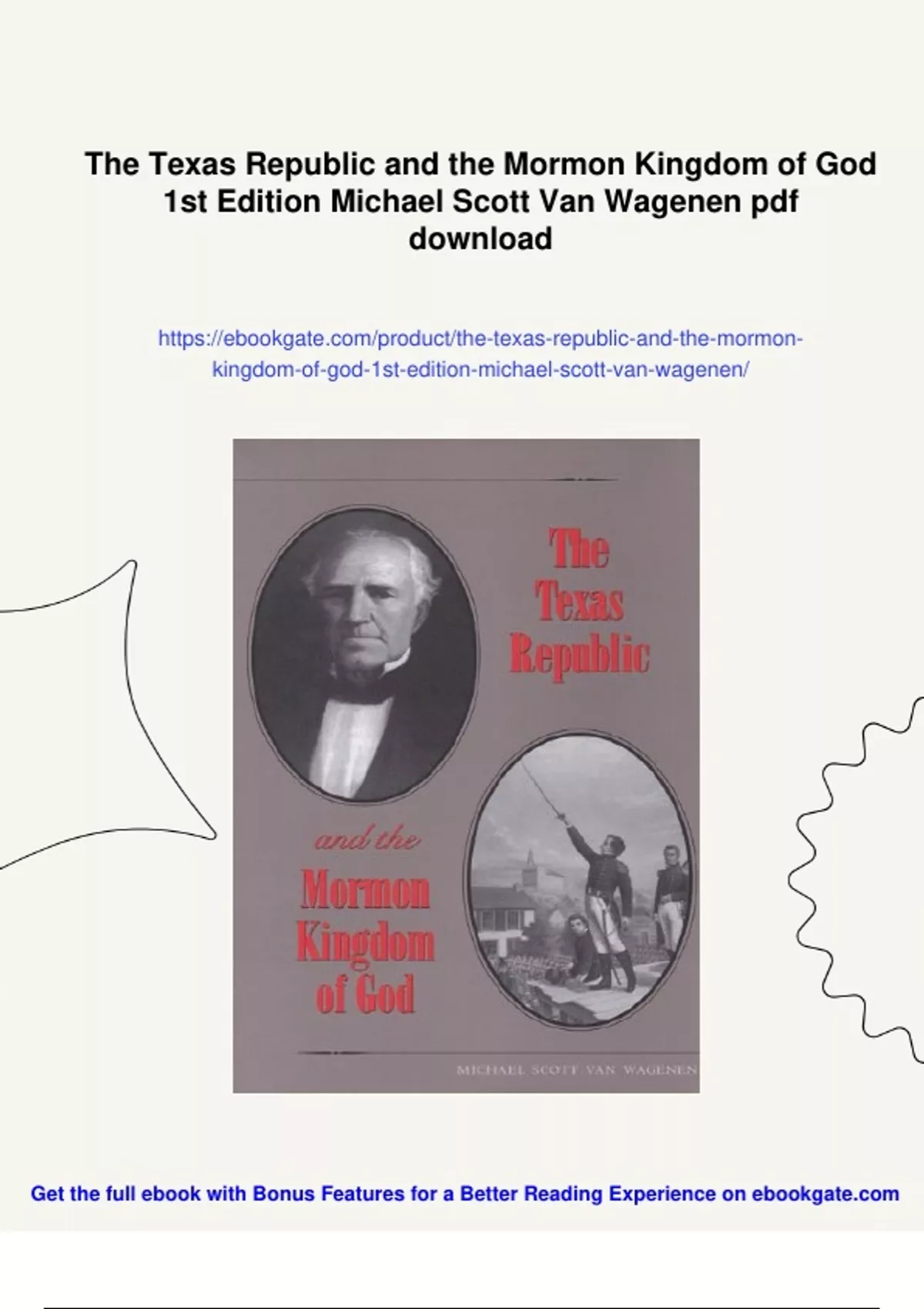 Summary The Texas Republic and the Mormon Kingdom of God 1st Edition ...
