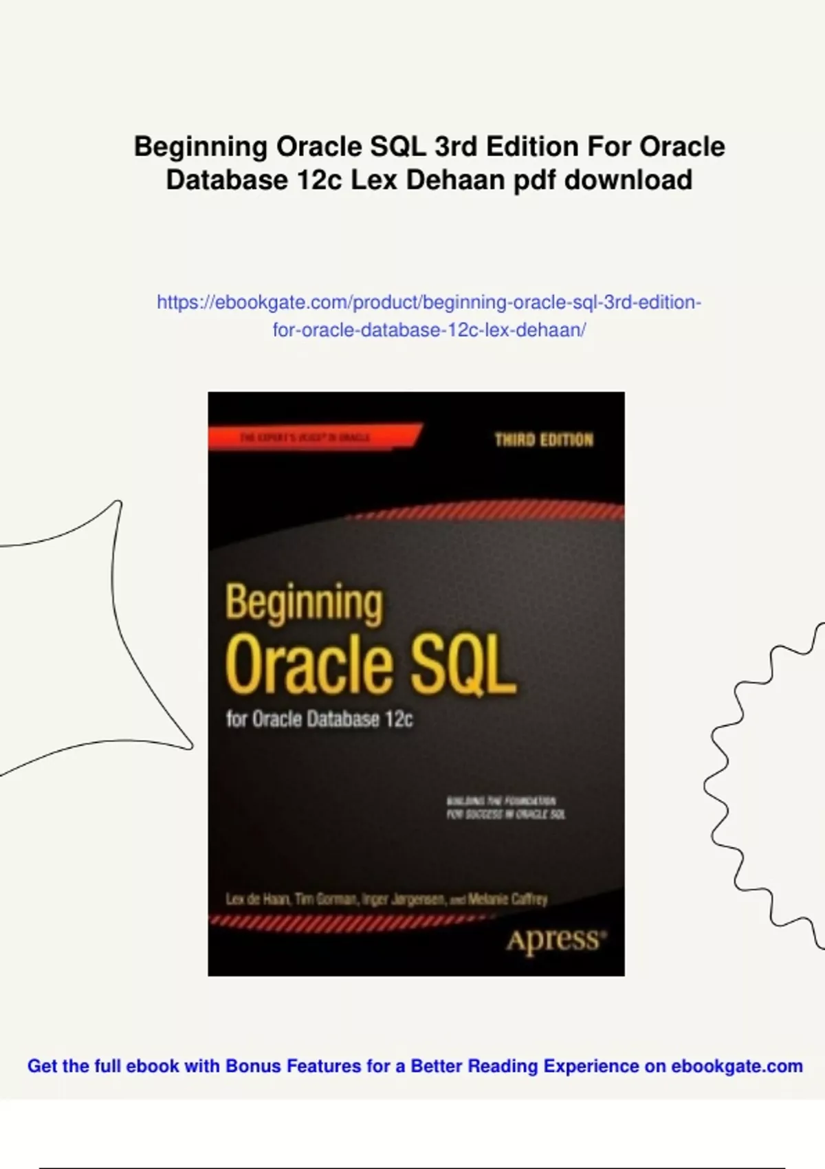 Summary Beginning Oracle SQL 3rd Edition For Oracle Database 12c Lex Dehaan - Digital Download ...