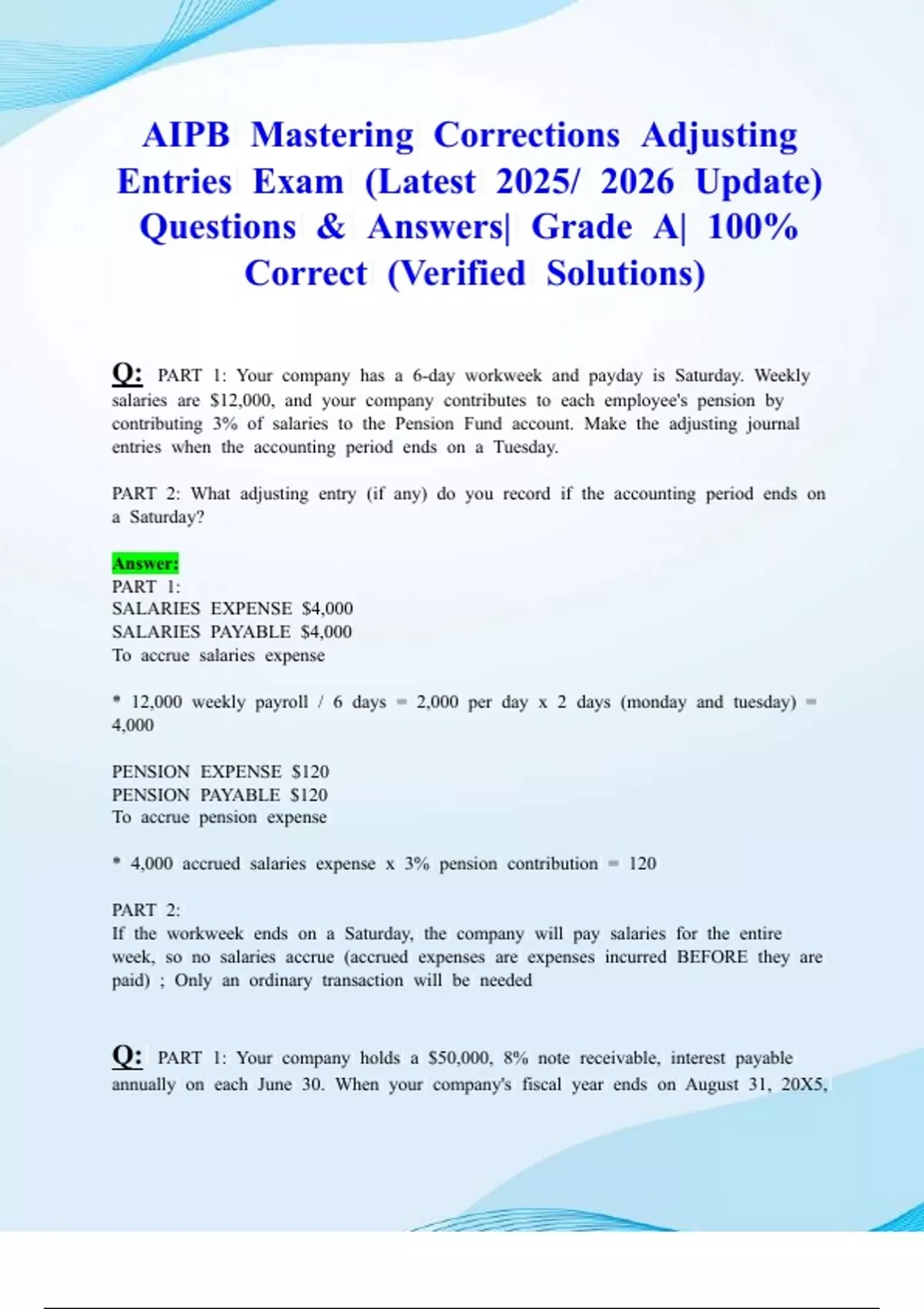 AIPB Mastering Corrections of Accounting Errors Exams (Latest 2025/ ...