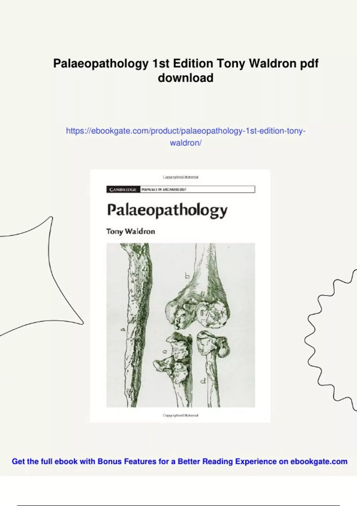 Summary Palaeopathology 1st Edition Tony Waldron - Instant Download ...