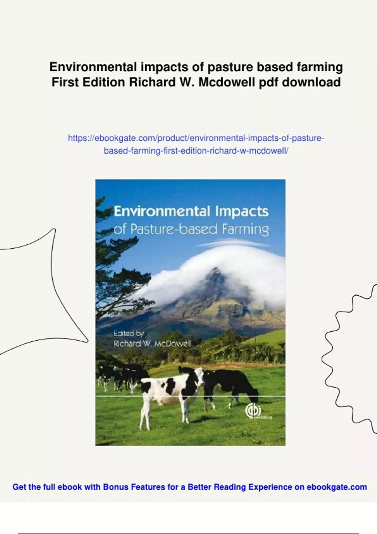 Summary Environmental impacts of pasture based farming First Edition ...