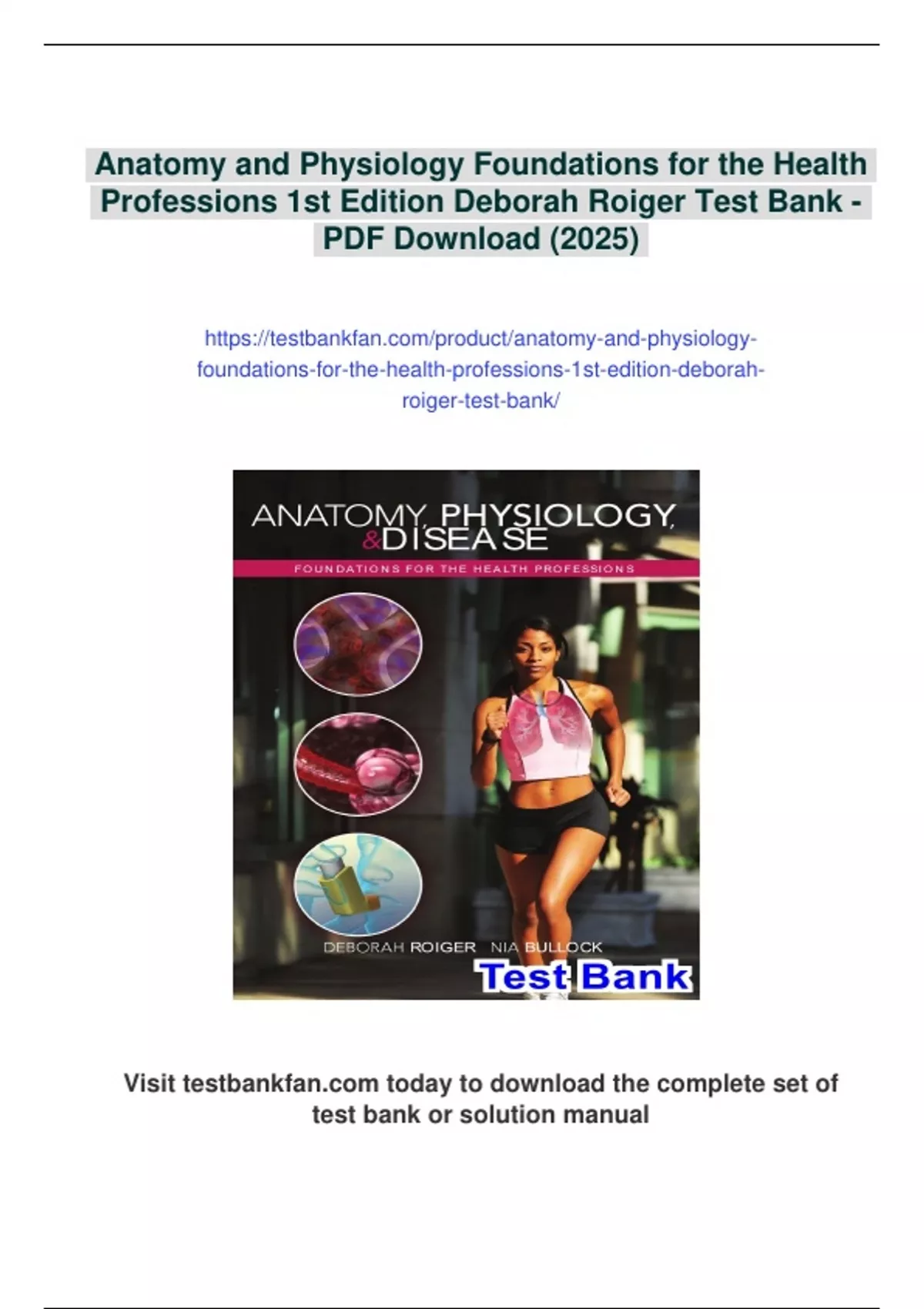 Summary Anatomy and Physiology Foundations for the Health Professions ...