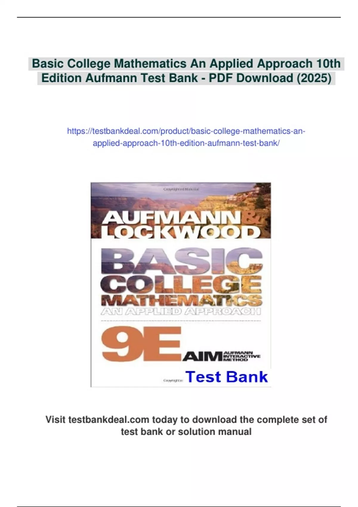 Summary Basic College Mathematics An Applied Approach 10th Edition ...