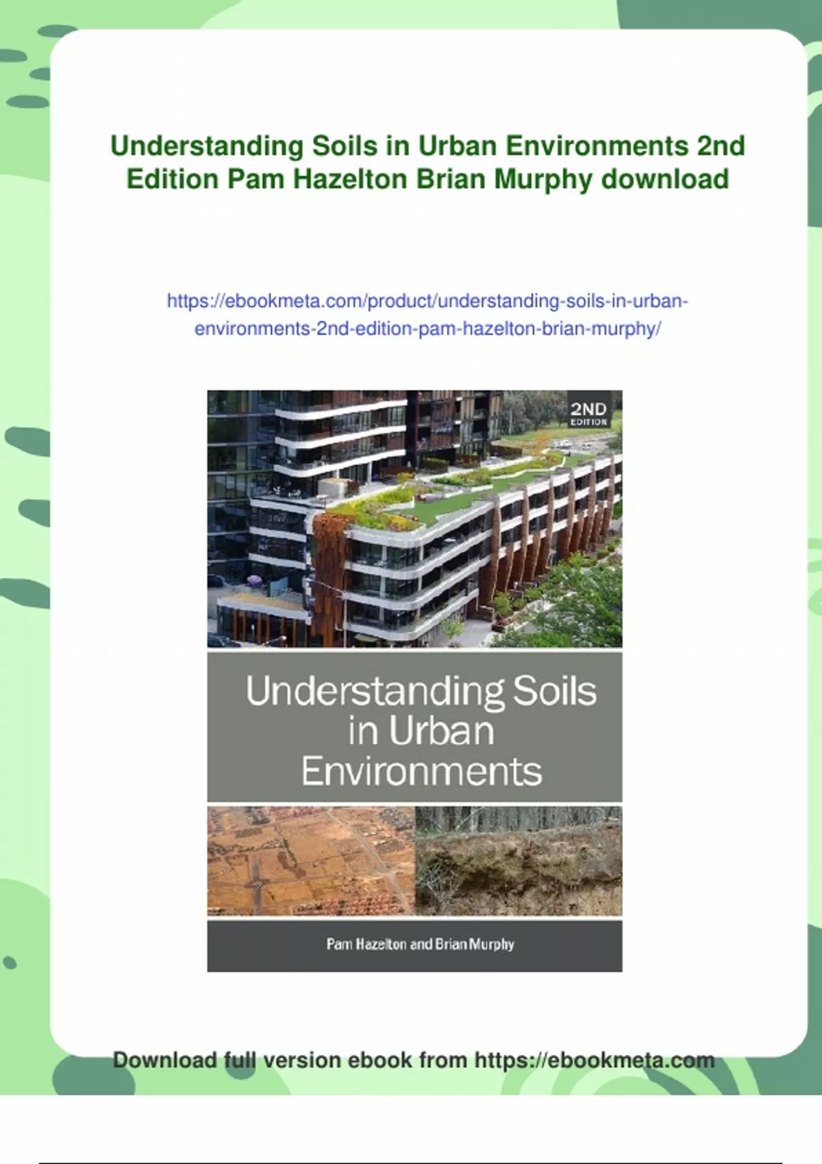Summary Understanding Soils in Urban Environments 2nd Edition Pam ...