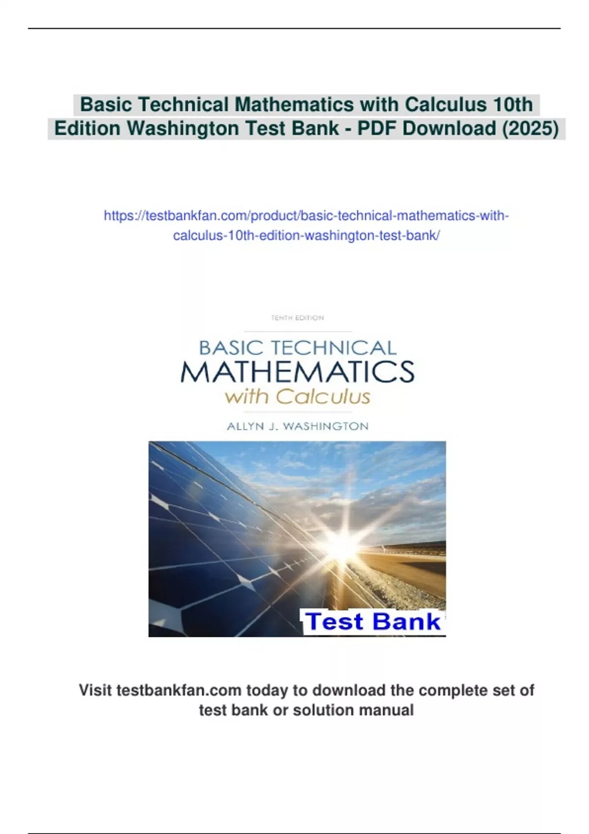 Summary Basic Technical Mathematics with Calculus 10th Edition ...
