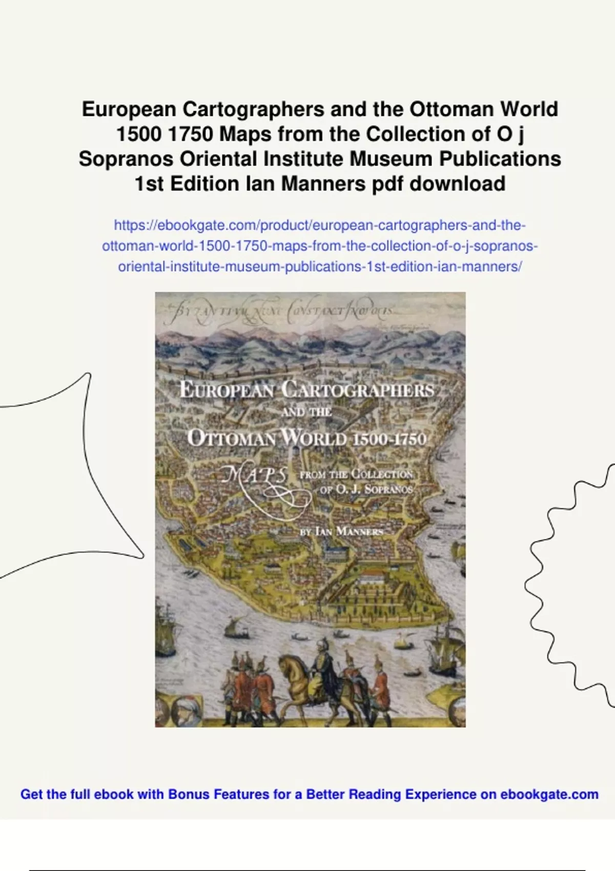 Summary European Cartographers and the Ottoman World Maps from the ...