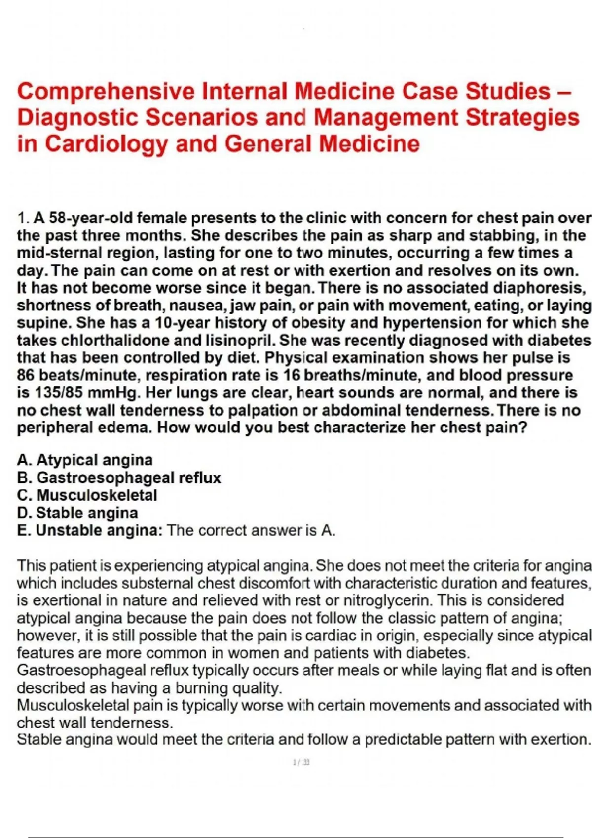 Comprehensive Internal Medicine Case Studies – Diagnostic Scenarios and ...