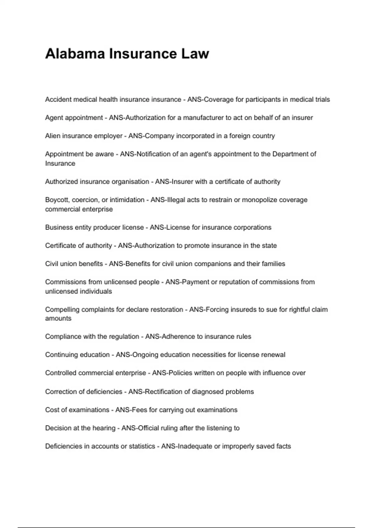 Alabama Insurance Law NEWEST 2025/2026 ACTUAL EXAM COMPLETE QUESTIONS ...