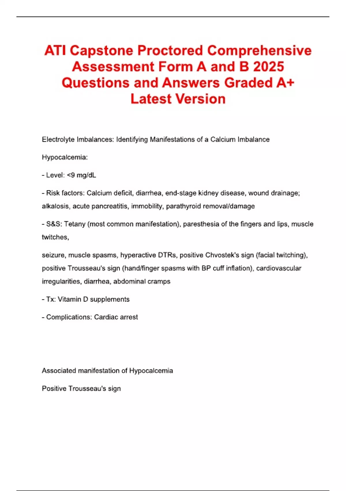 ATI Capstone Proctored Comprehensive Assessment Form A and B 2025 ...