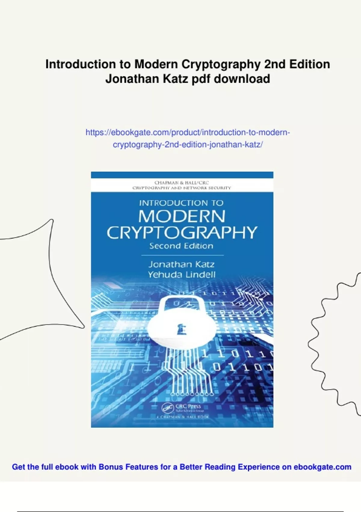 Summary Introduction to Modern Cryptography 2nd Edition Jonathan Katz ...