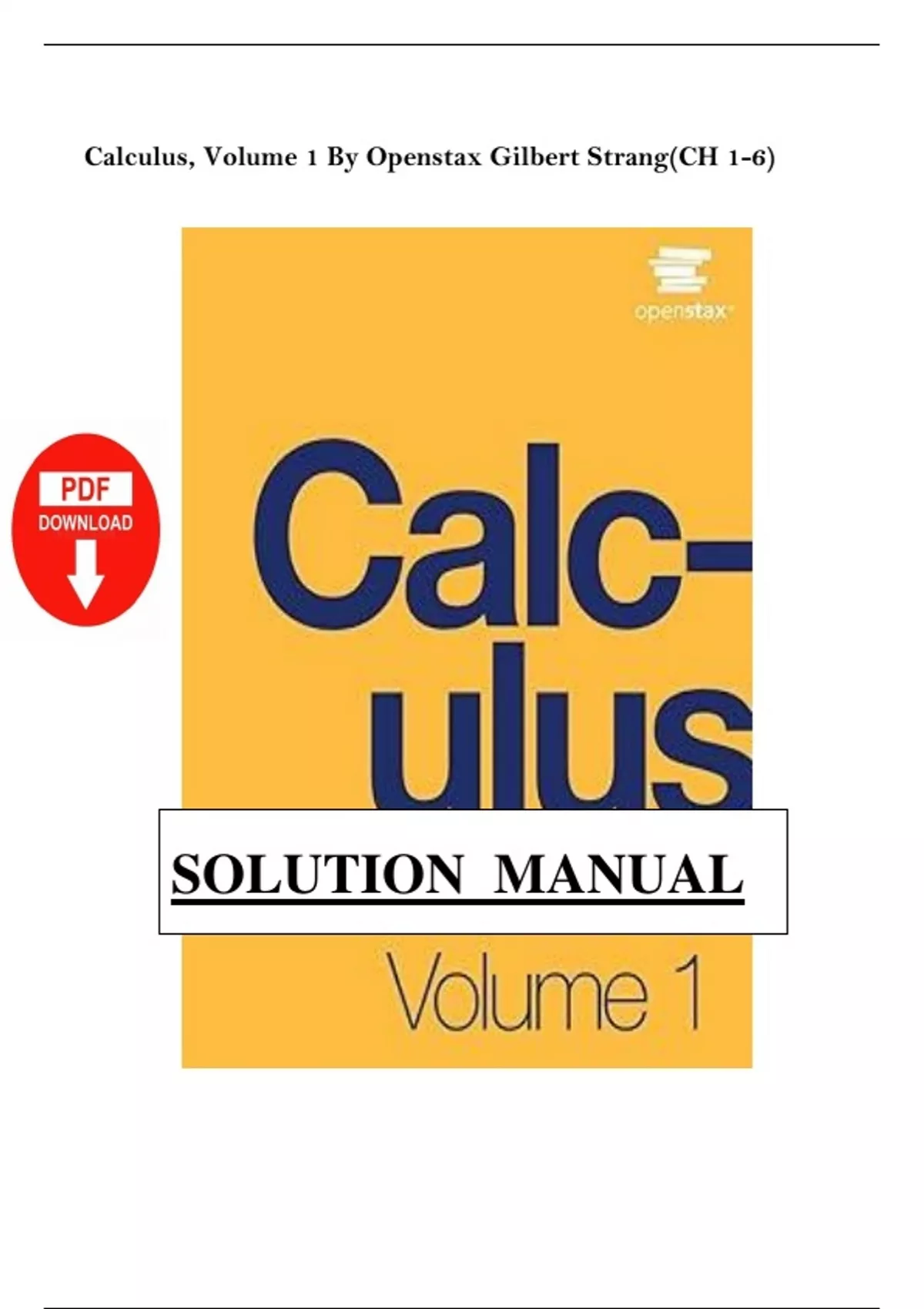 Solutions Manual – Calculus, Volume 1 (OpenStax, Gilbert Strang ...