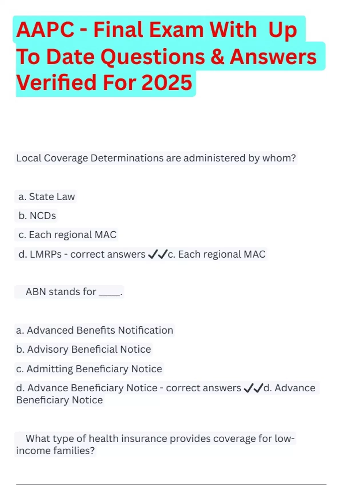 AAPC - Final Exam With Up To Date Questions & Answers Verified For 2025 ...