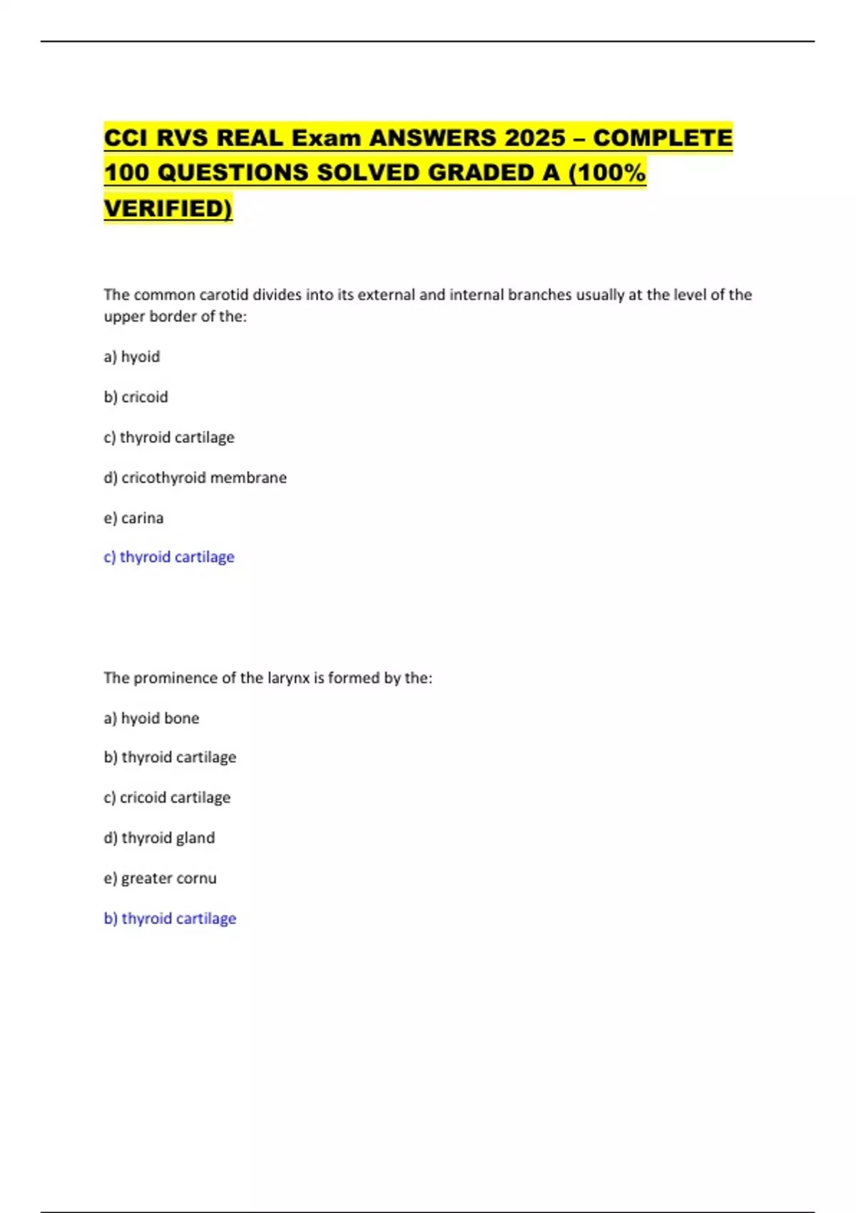 CCI RVS REAL Exam ANSWERS 2025 – COMPLETE 100 QUESTIONS SOLVED GRADED A ...