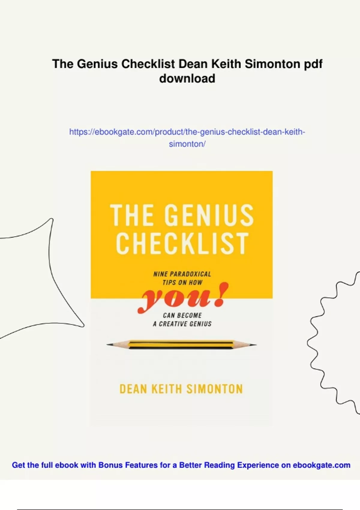 Summary The Genius Checklist Dean Keith Simonton - Instant Download ...