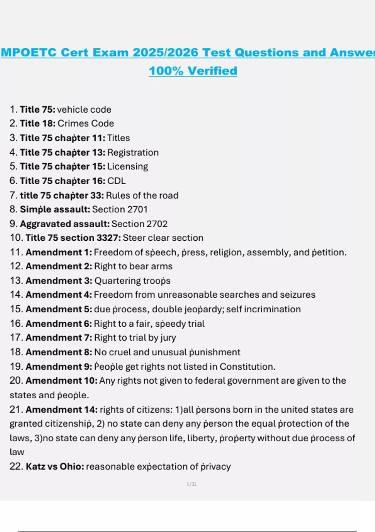 MPOETC Certification Exam 2025/2026 – Test Questions and Answers – 100% ...