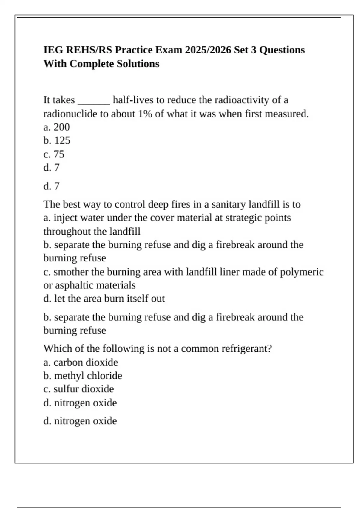 IEG REHS/RS Practice Exam 2025/2026 Set 3 Questions With Complete ...