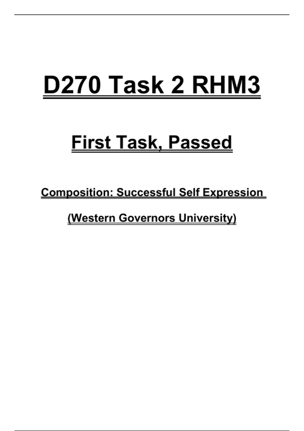 D270 Task 2 – RHM3: Planning and Conducting Research – First Task Passed (WGU, 2025) - D270 ...