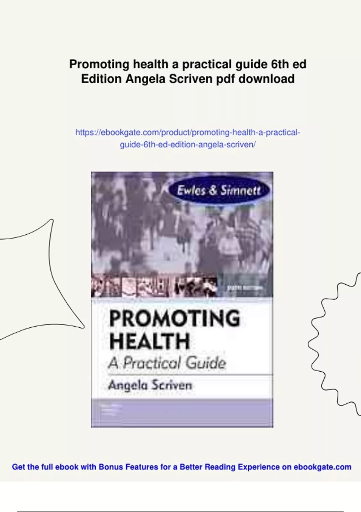 Summary Promoting health a practical guide 6th ed Edition Angela ...