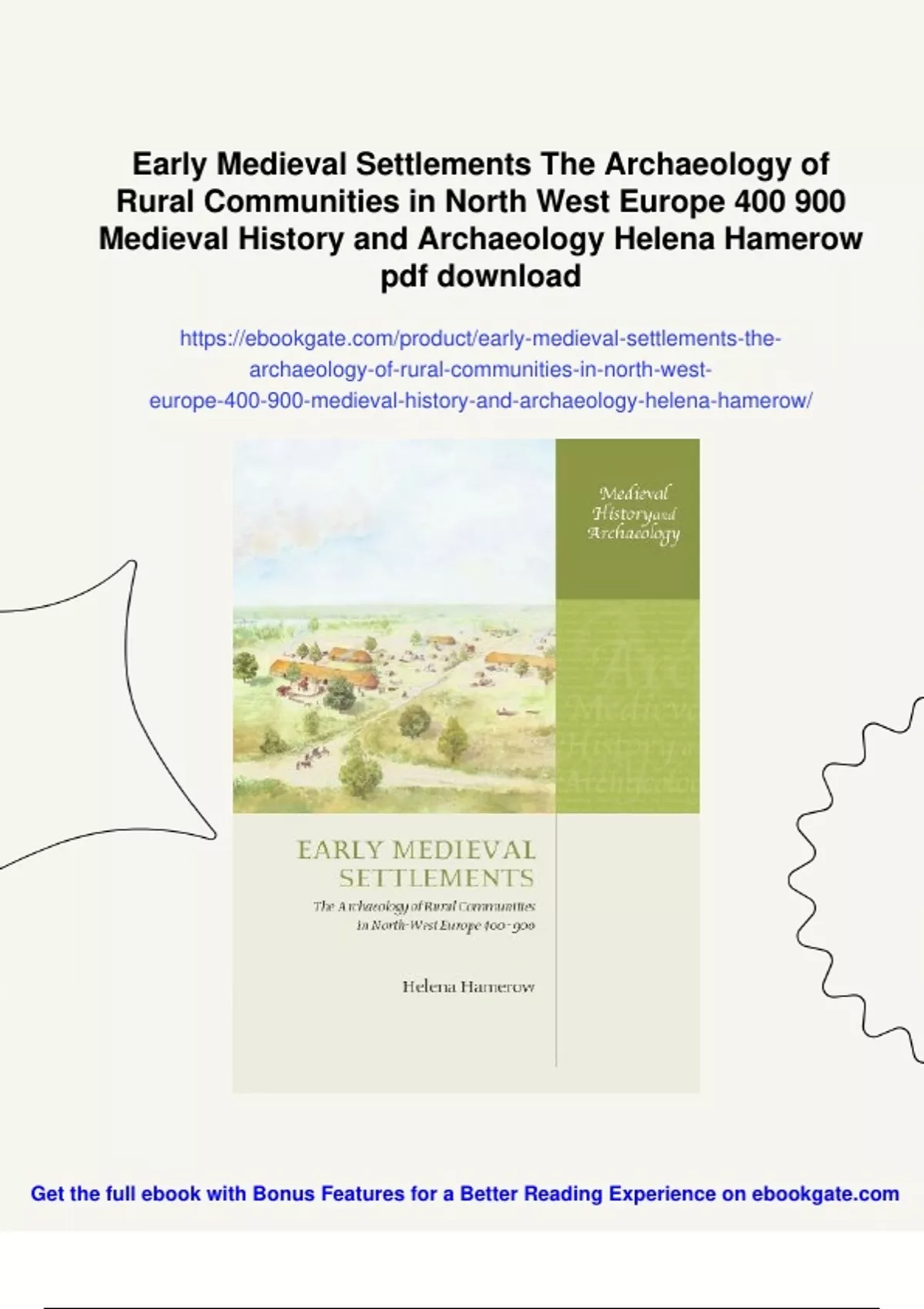 Summary Early Medieval Settlements The Archaeology of Rural Communities ...