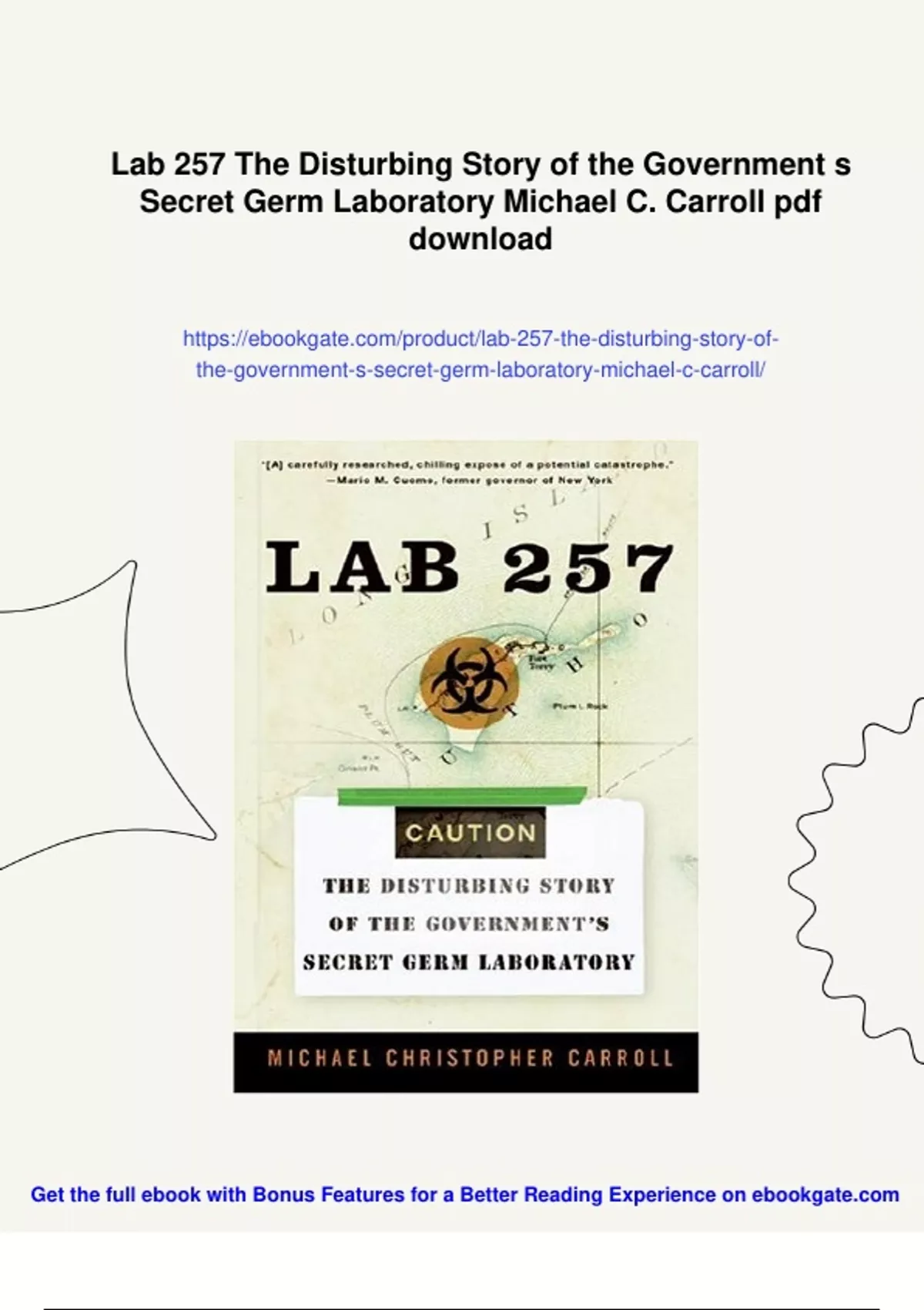 Summary Lab 257 The Disturbing Story of the Government s Secret Germ ...