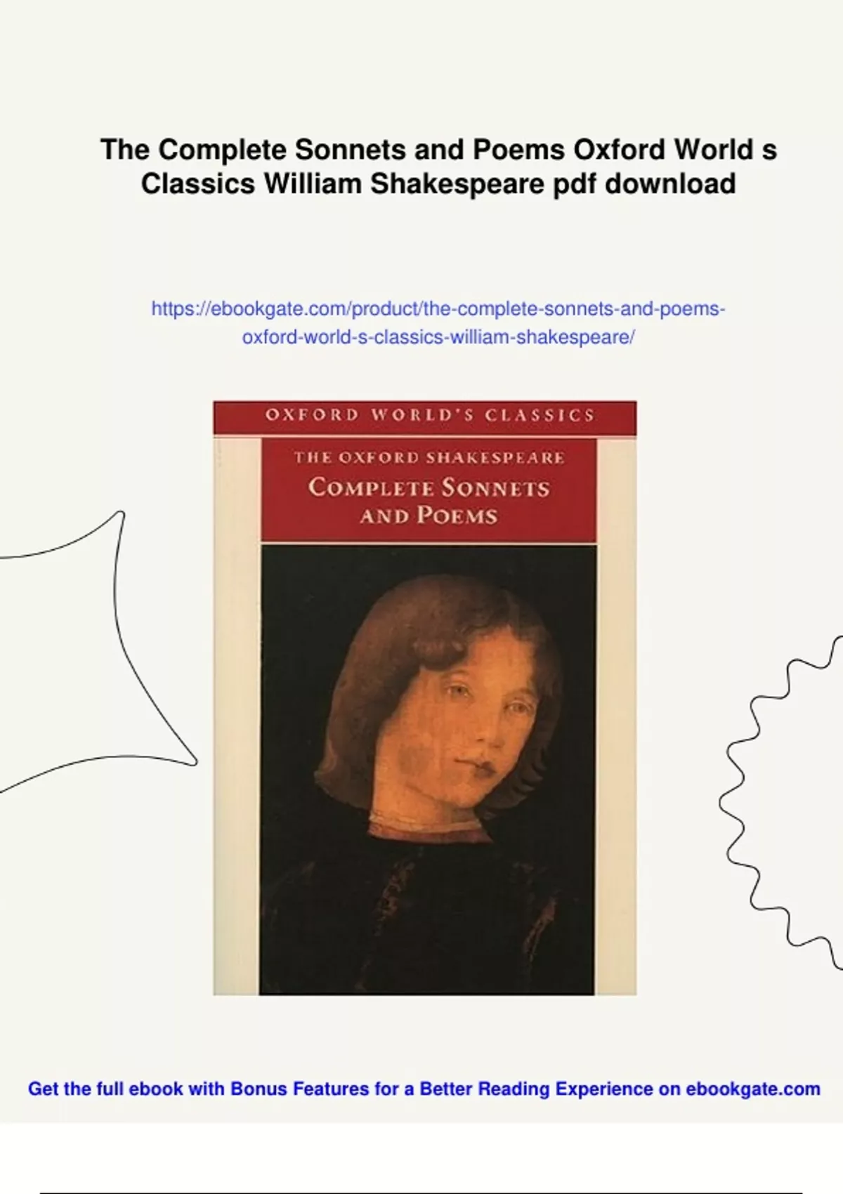 Summary The Complete Sonnets and Poems Oxford World s Classics William ...