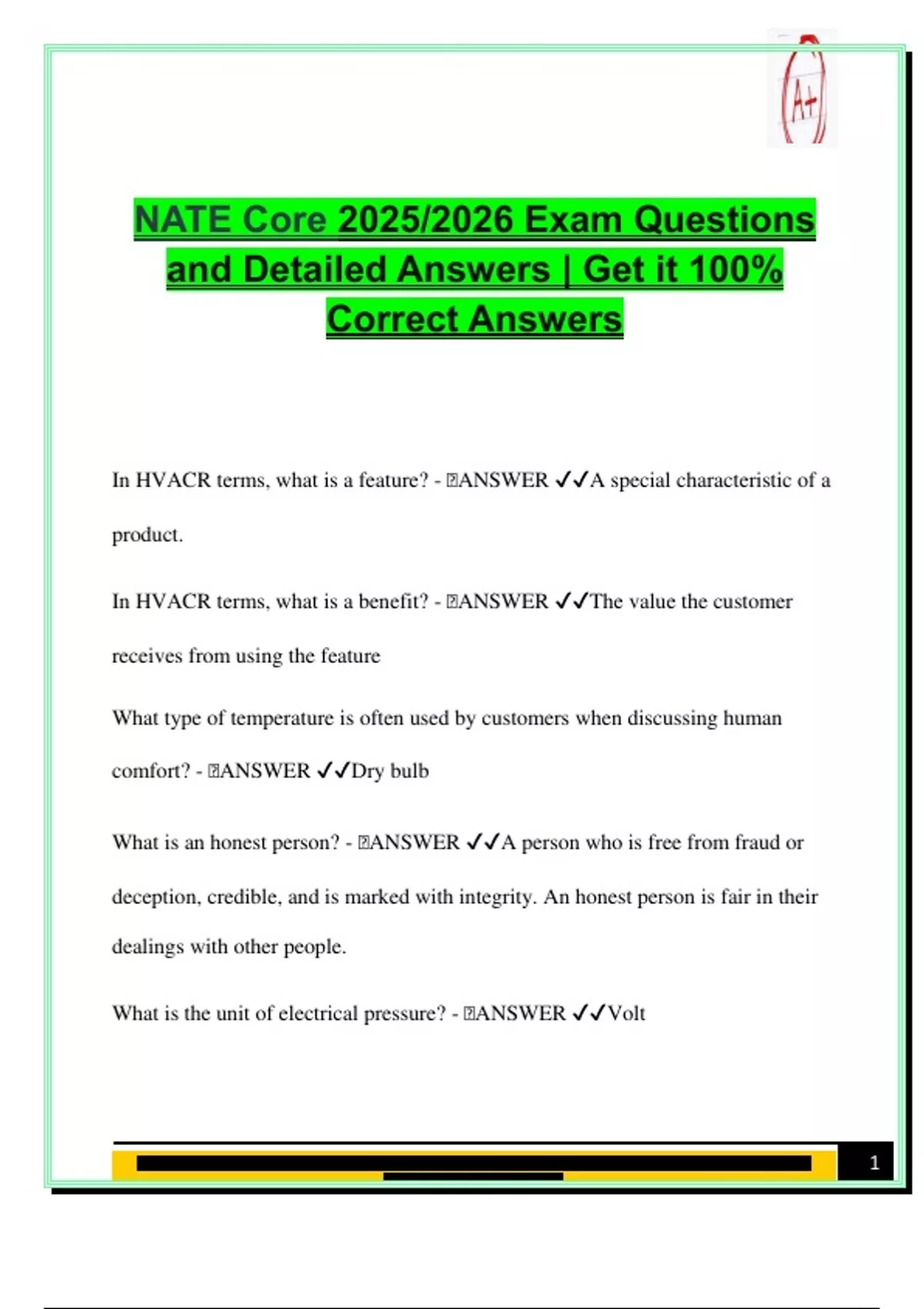 NATE Core Exam 2025/2026 – 100 Solved Questions on Electrical Safety ...