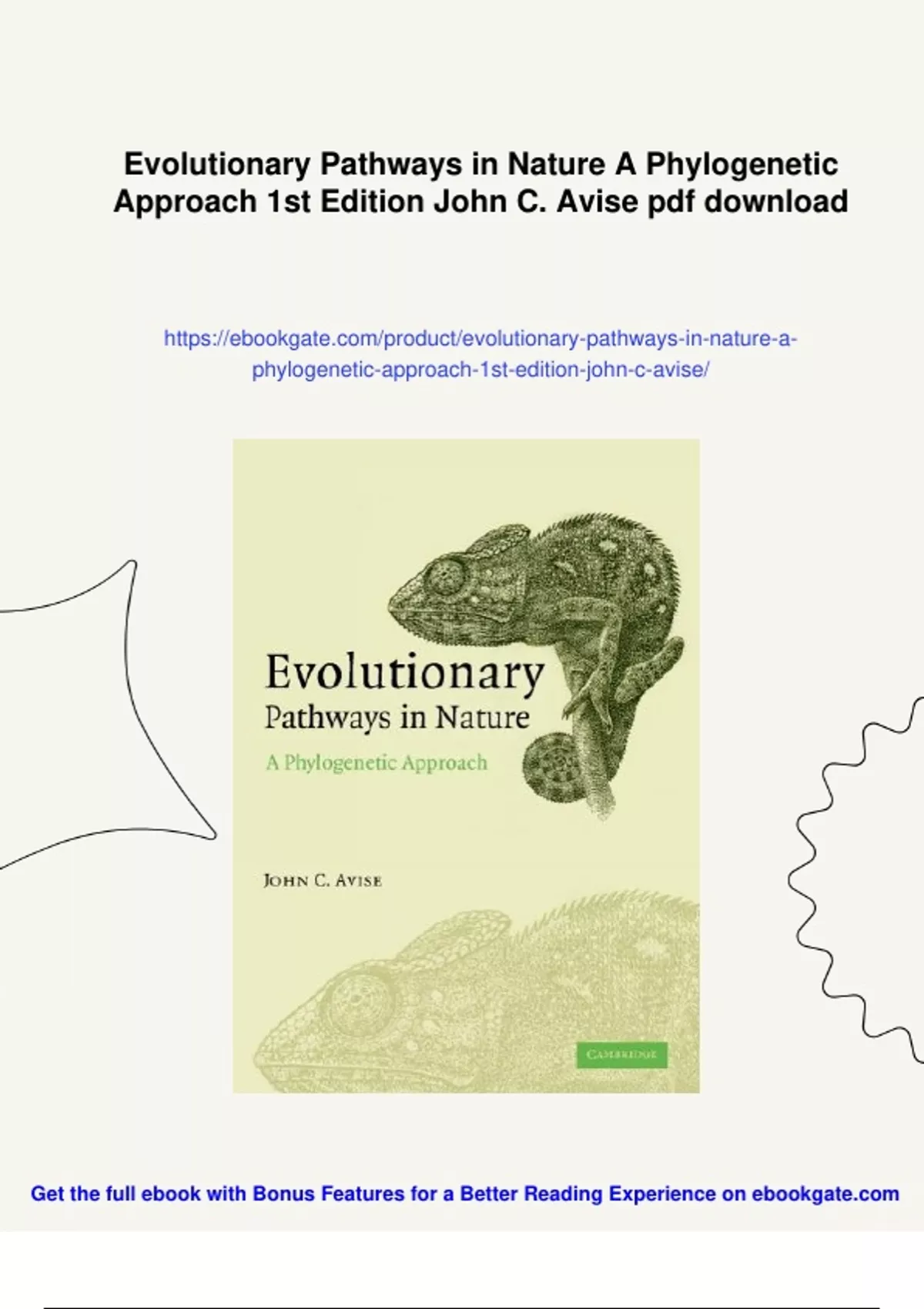 Summary Evolutionary Pathways in Nature A Phylogenetic Approach 1st ...