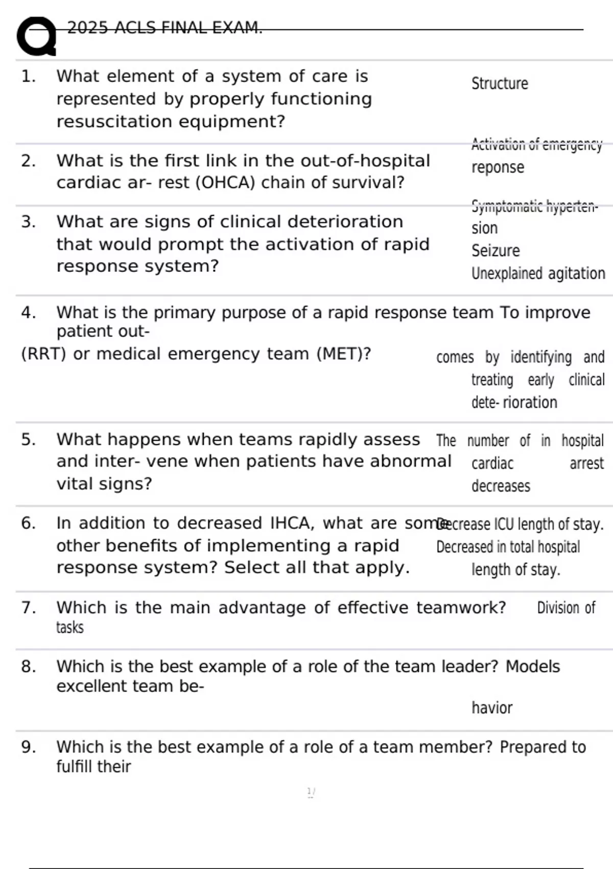 2025 ACLS FINAL EXAM. - AHA ACLS - Stuvia US