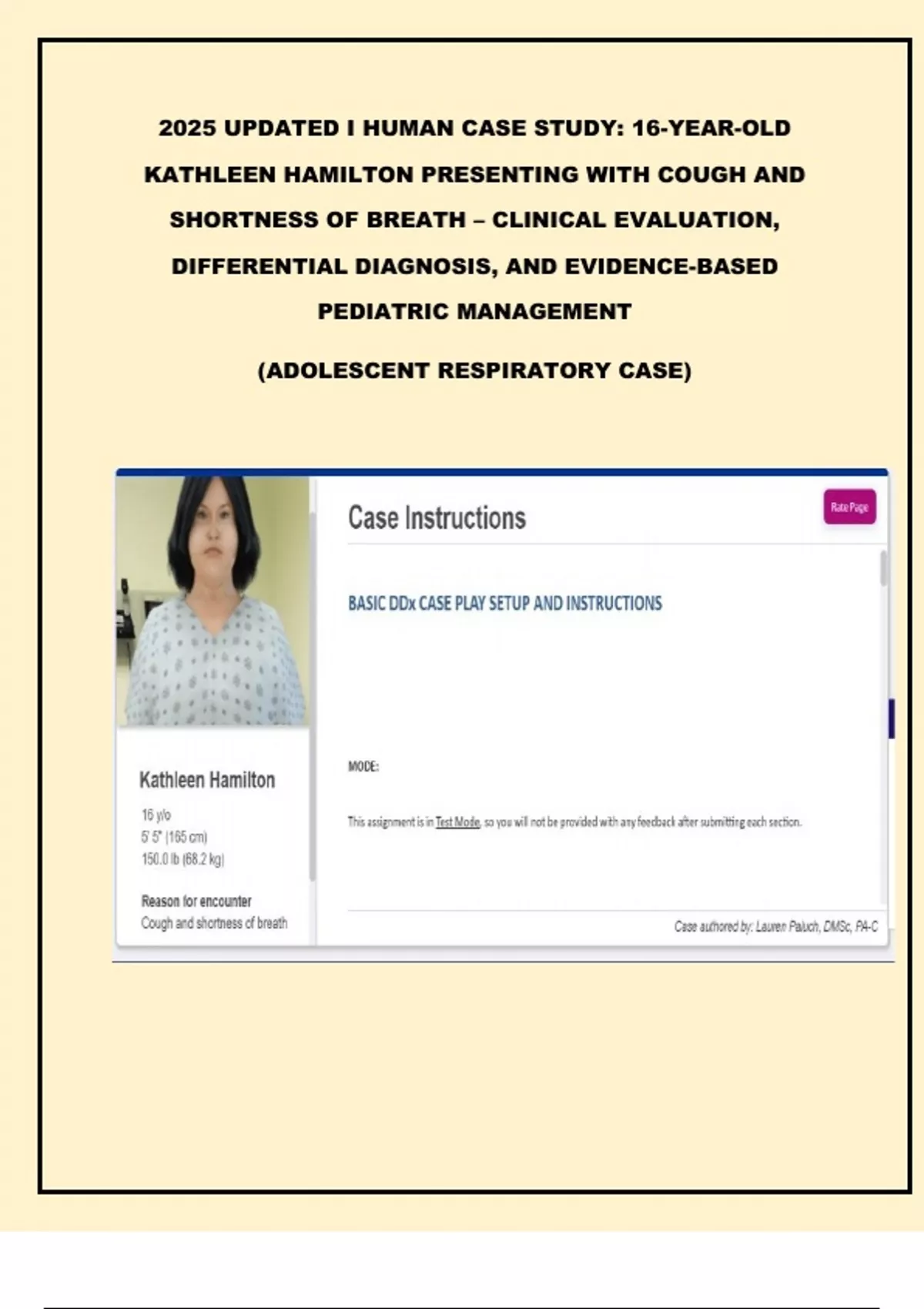 2025 UPDATED I HUMAN CASE STUDY: 16-YEAR-OLD KATHLEEN HAMILTON PRESENTING WITH COUGH AND ...