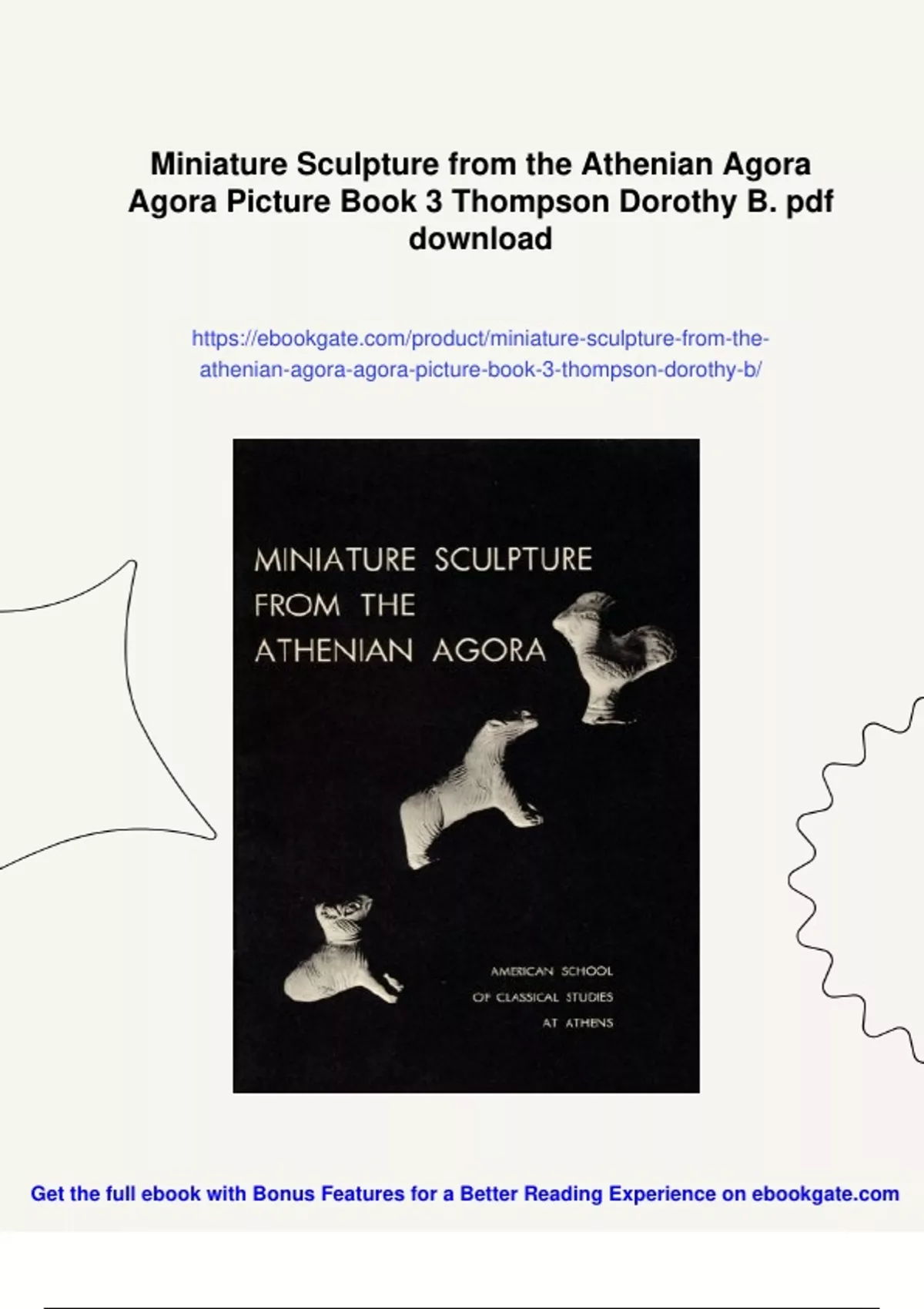 Summary Miniature Sculpture from the Athenian Agora Agora Picture Book ...