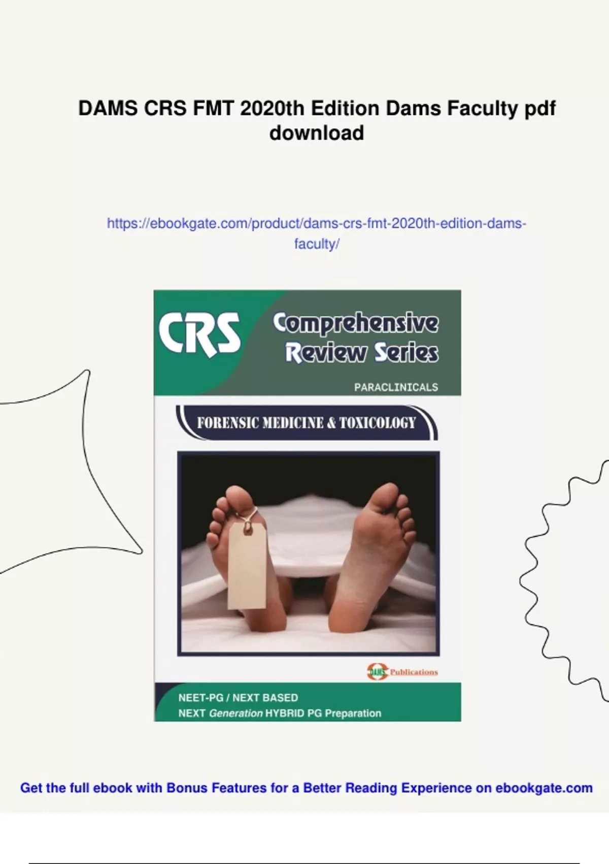 Summary DAMS CRS FMT 2020th Edition Dams Faculty - Digital Download - Ebookname - Stuvia US