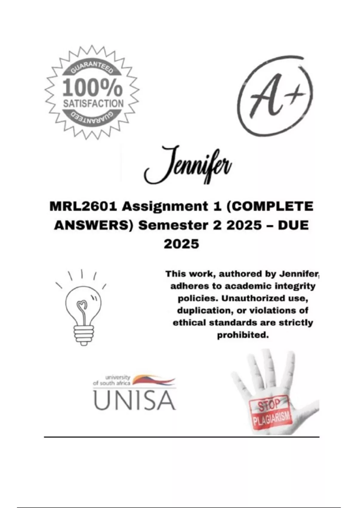 MRL2601 Assignment 1 (COMPLETE ANSWERS) Semester 2 2025 – DUE 2025; 100 ...