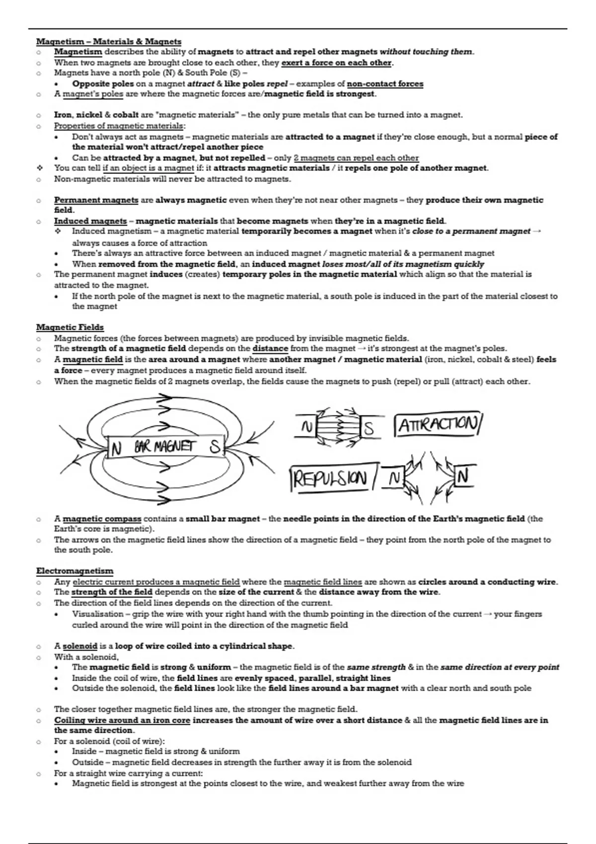 Summary AQA GCSE Physics Unit 7: Magnetism Complete Notes - Science ...