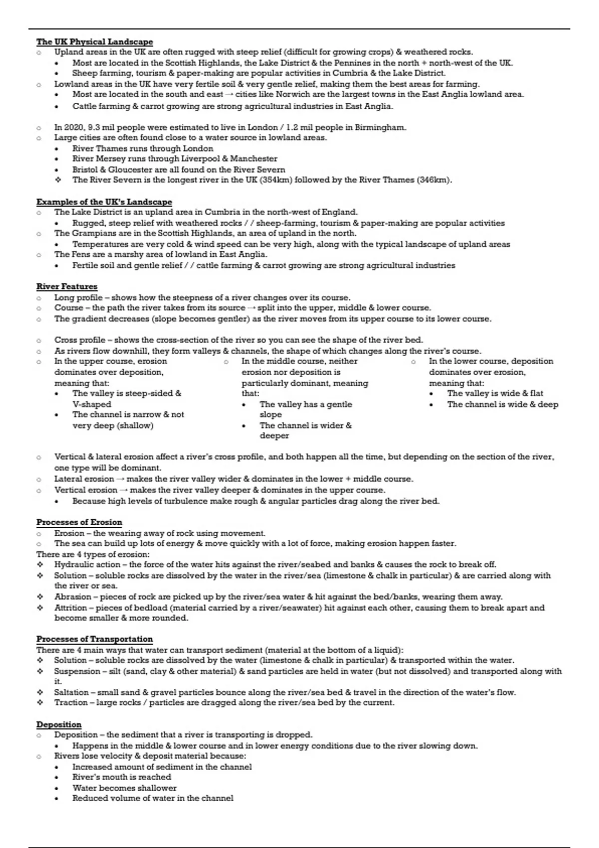 Summary AQA GCSE Geography (Physical/Paper 1) Unit 3: Physical ...