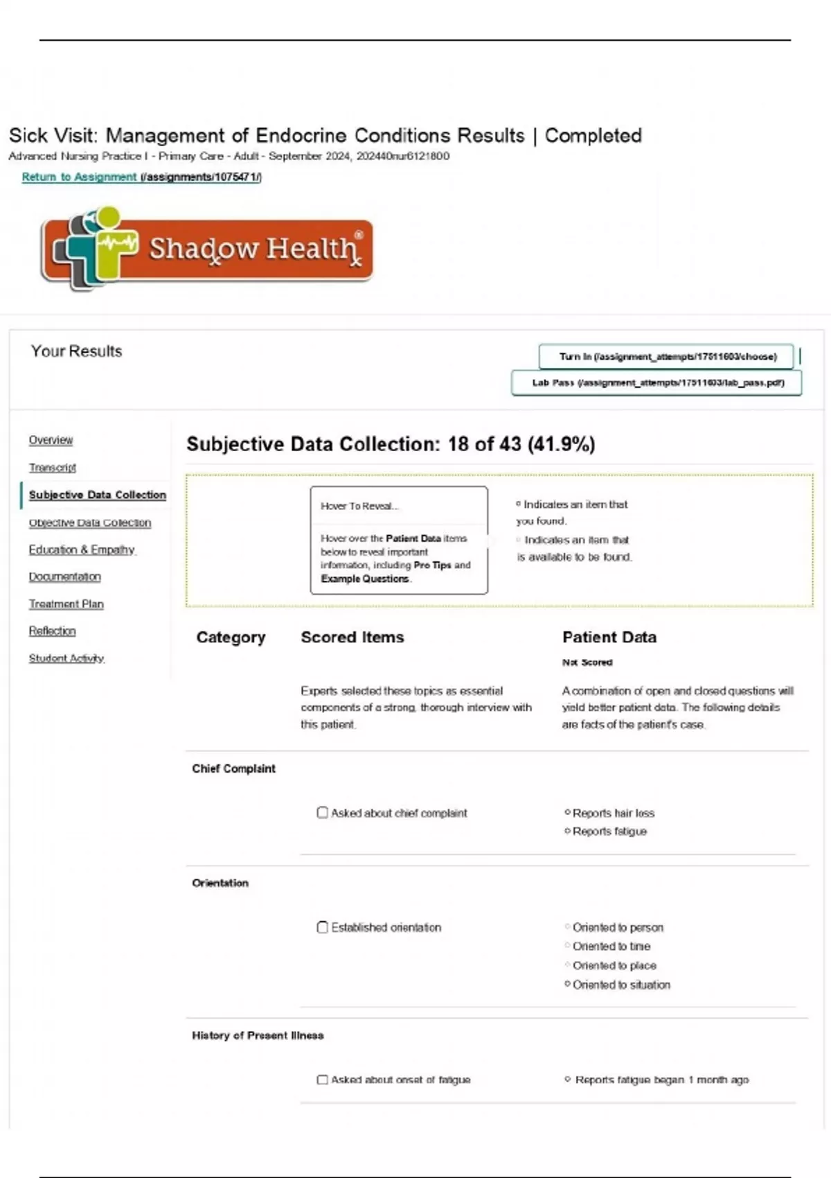 Shadow Health Sick Visit maureen hopkins: Management of Endocrine ...