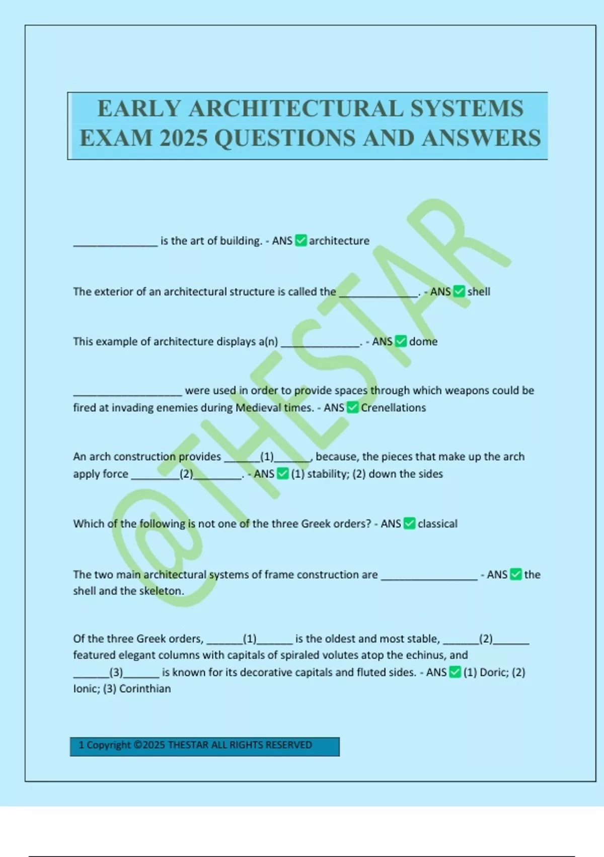 EARLY ARCHITECTURAL SYSTEMS EXAM 2025 QUESTIONS AND ANSWERS - EARLY ...