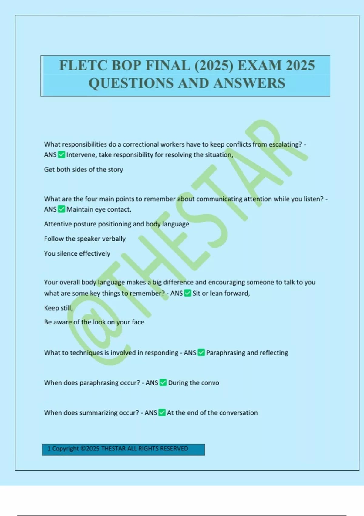 FLETC BOP FINAL (2025) EXAM 2025 QUESTIONS AND ANSWERS - FLETC BOP ...