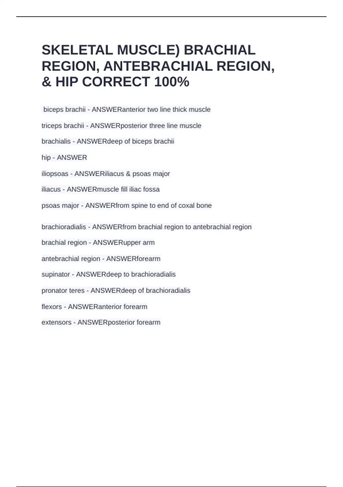 SKELETAL MUSCLE) BRACHIAL REGION, ANTEBRACHIAL REGION, & HIP CORRECT ...